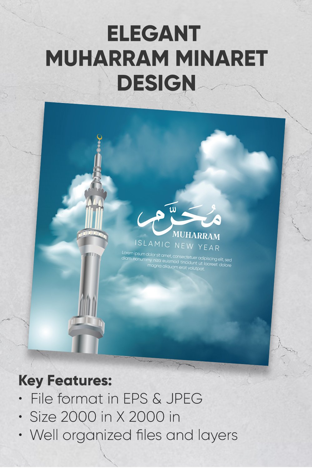 Elegant Muharram Minaret Design - EPS & JPEG in High Format