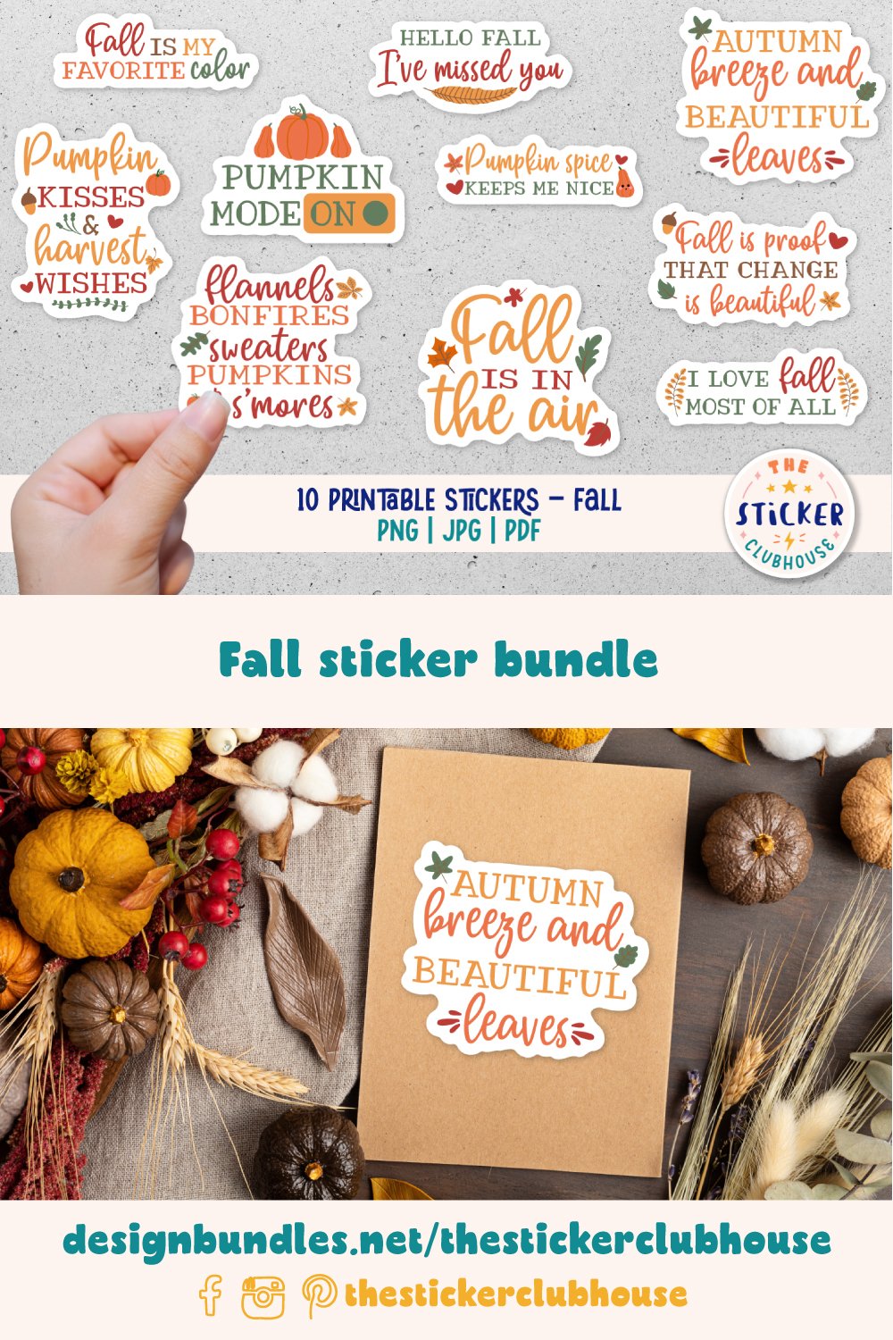 10 Printable fall stickers | Fall sticker bundle