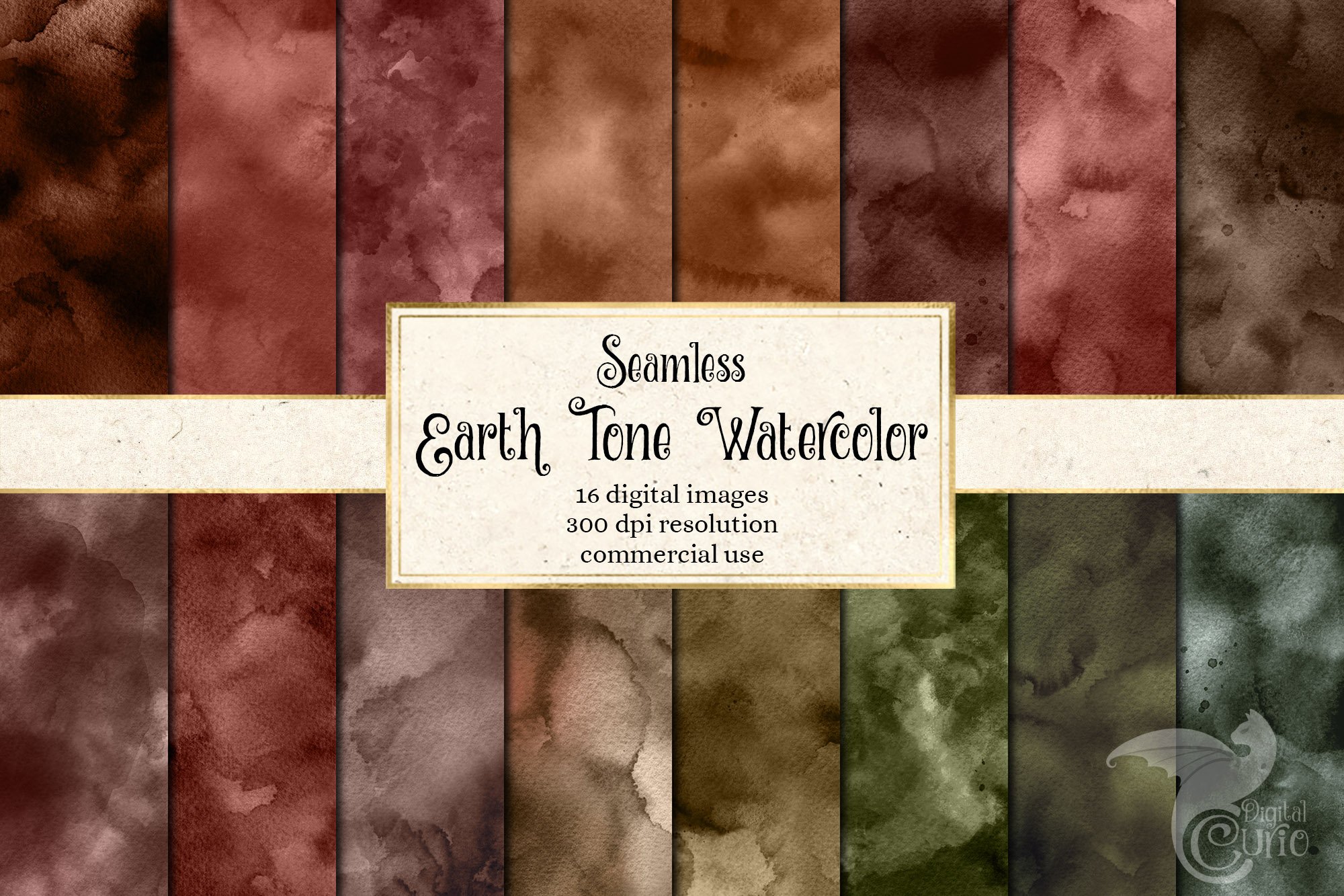 Earth Tone Watercolor Textures Digital Paper
