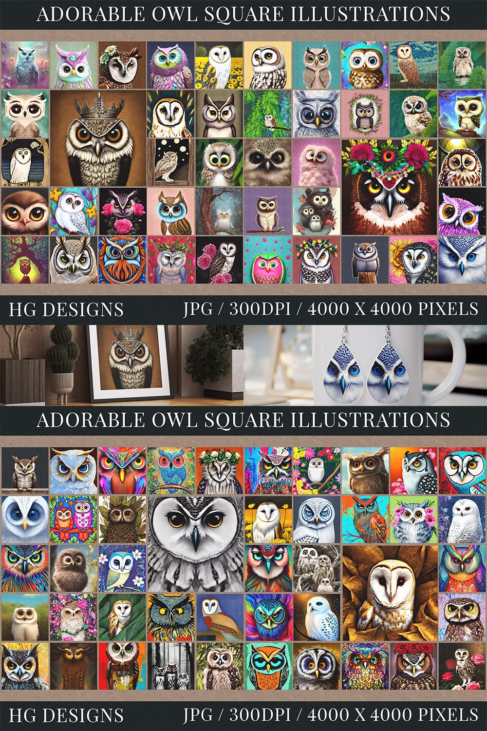 88 Adorable Owl Art Square Illustrations