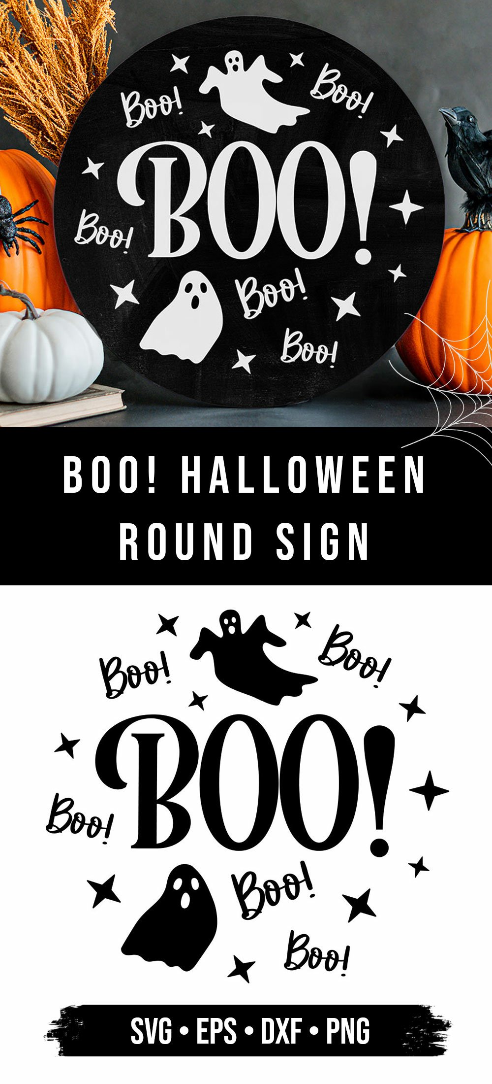 Boo! Halloween Round Sign SVG
