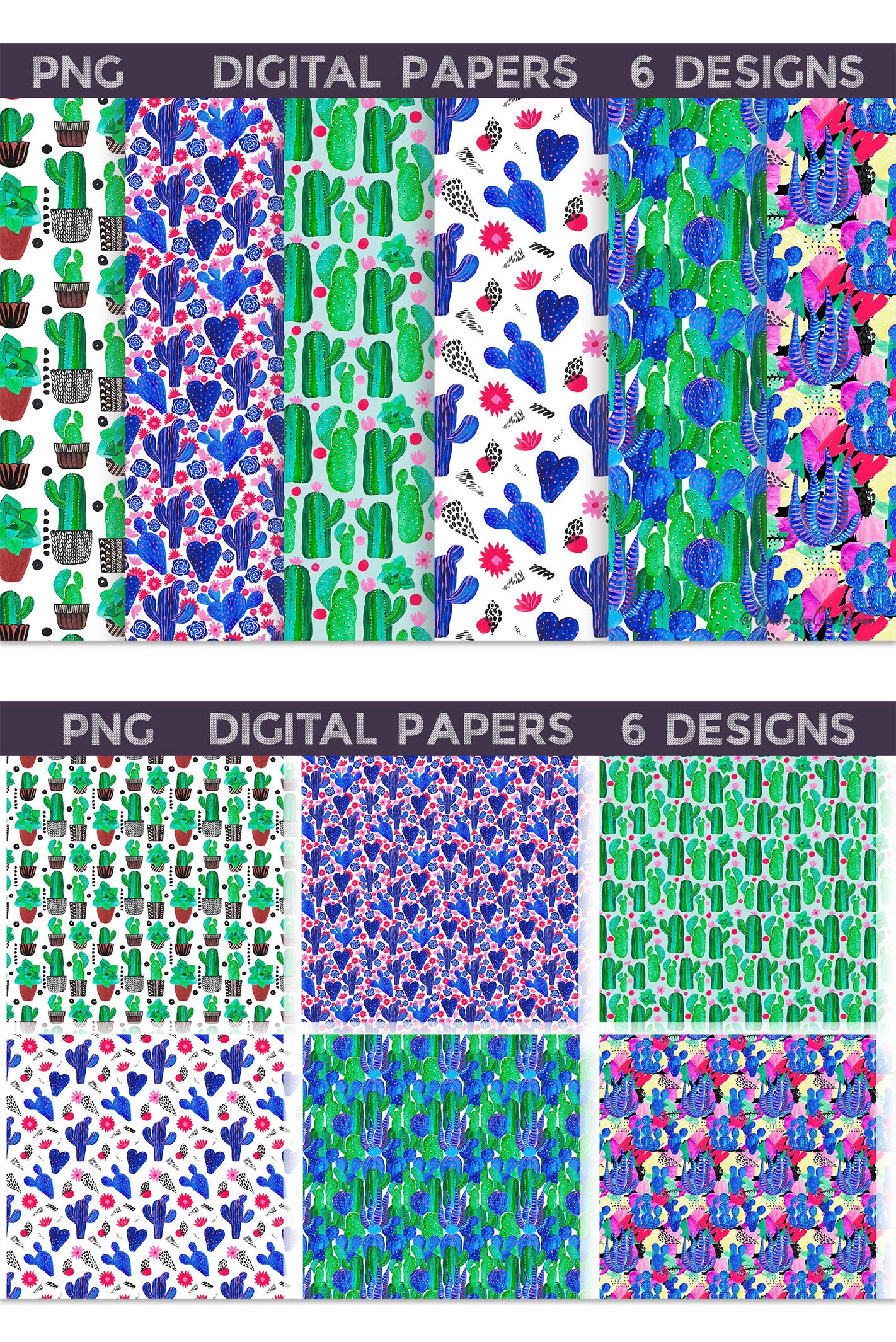 Cactus Digital Papers | Cactus Seamless Pattern