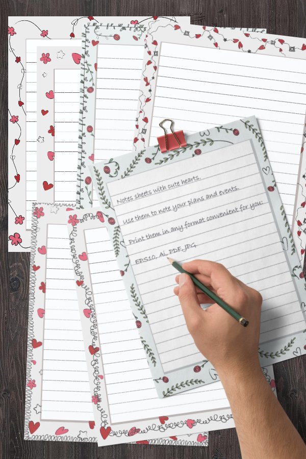 Heart Scribble Note Sheets