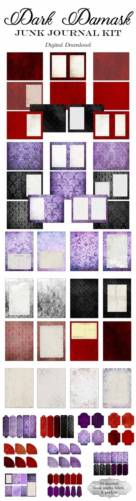 Dark Damask Journal Kit