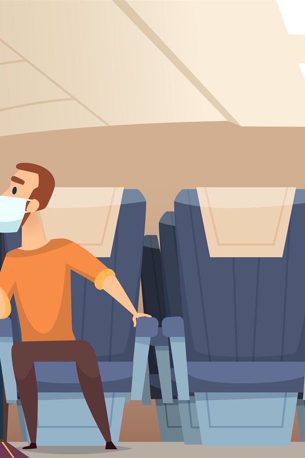 Aircraft passengers. Airplane danger risk communication peop