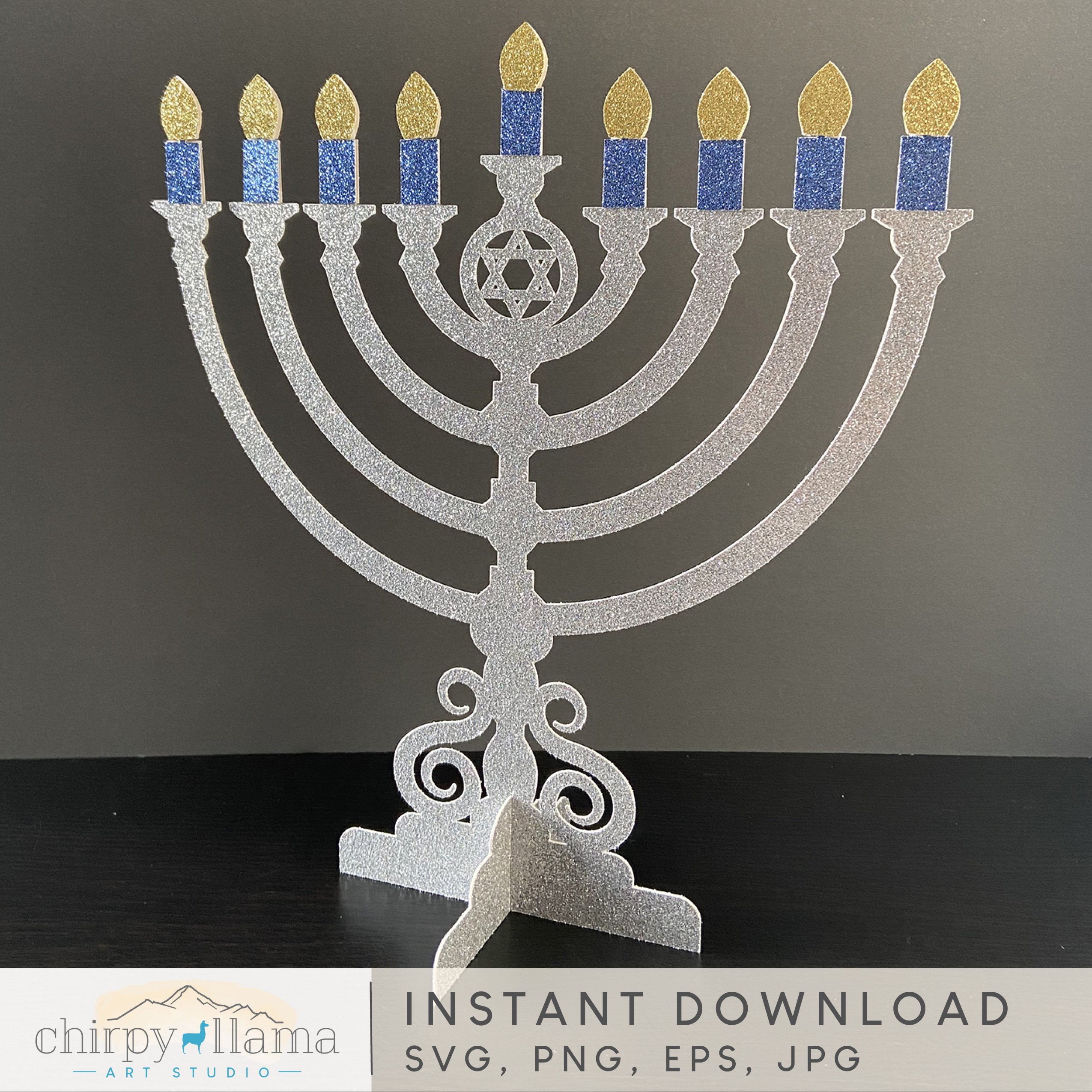 3D Hanukkah Menorah-SVG File
