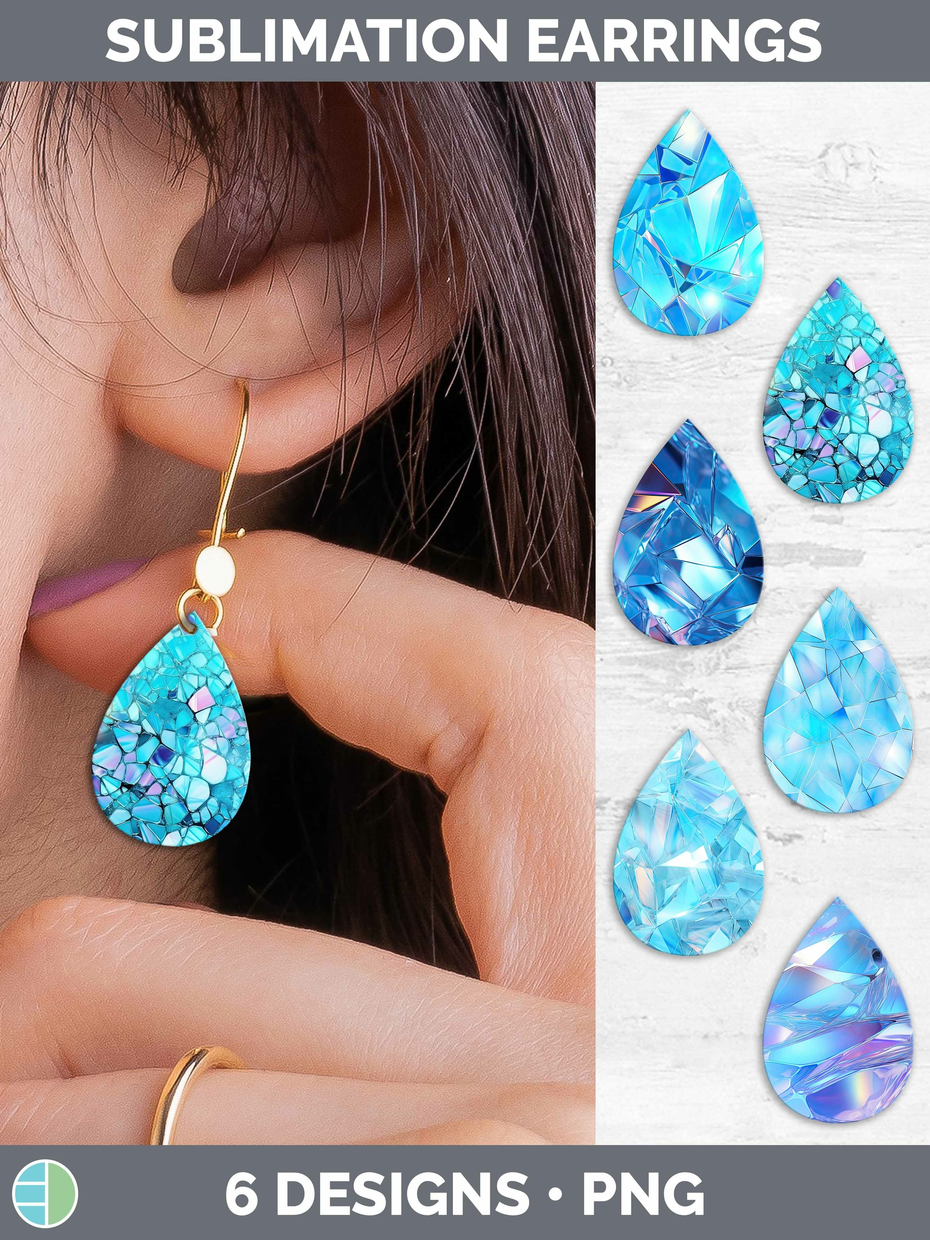 Holographic Cyan Teardrop Earrings | Bundle Earrings Design
