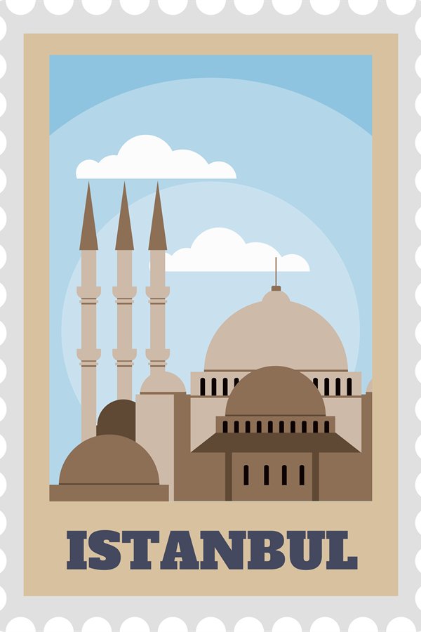 Istanbul turkey postal stamp with sight vector