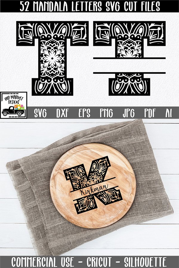 Mandala Monogram SVG Cut File Bundle - Includes 2 Sets