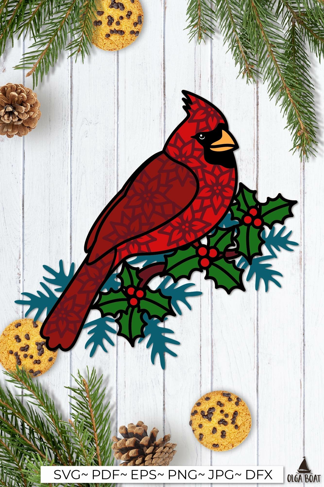 3d Cardinal svg | Christmas layered paper cut