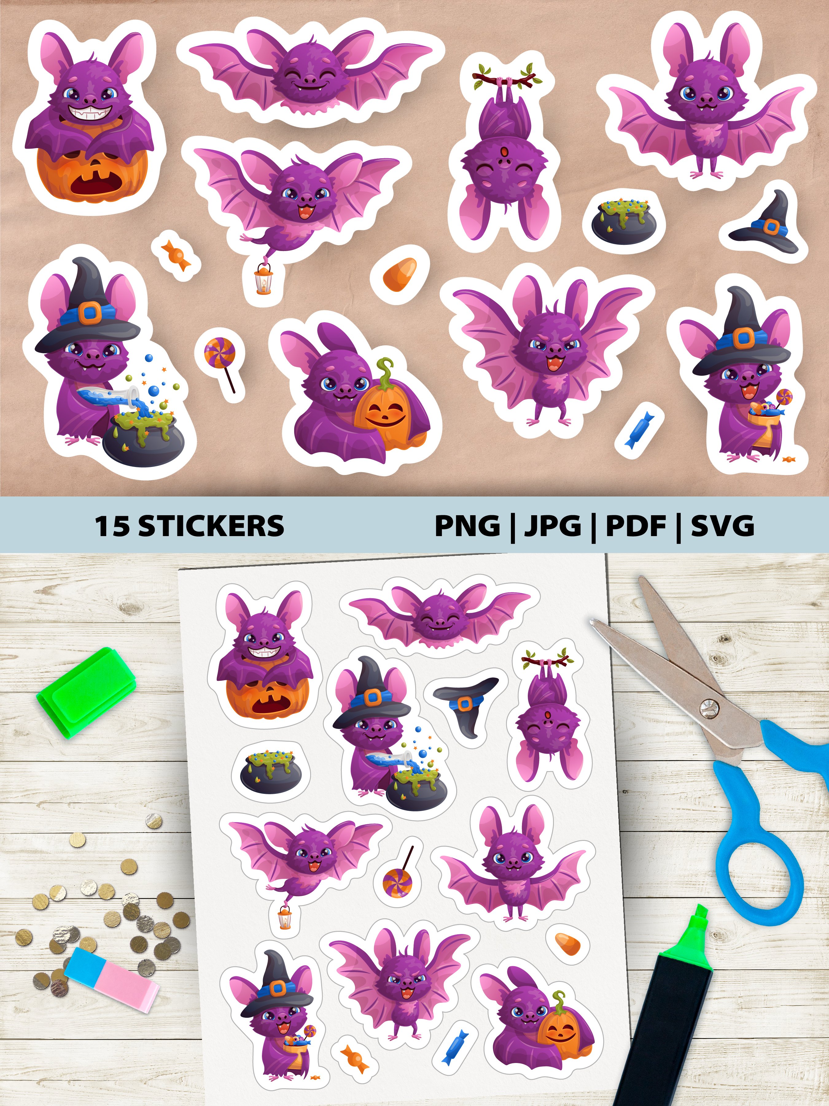 Cute bat 15 stickers