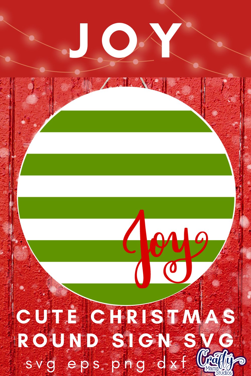 Christmas Svg Round Sign | Joy Striped Door Hanger