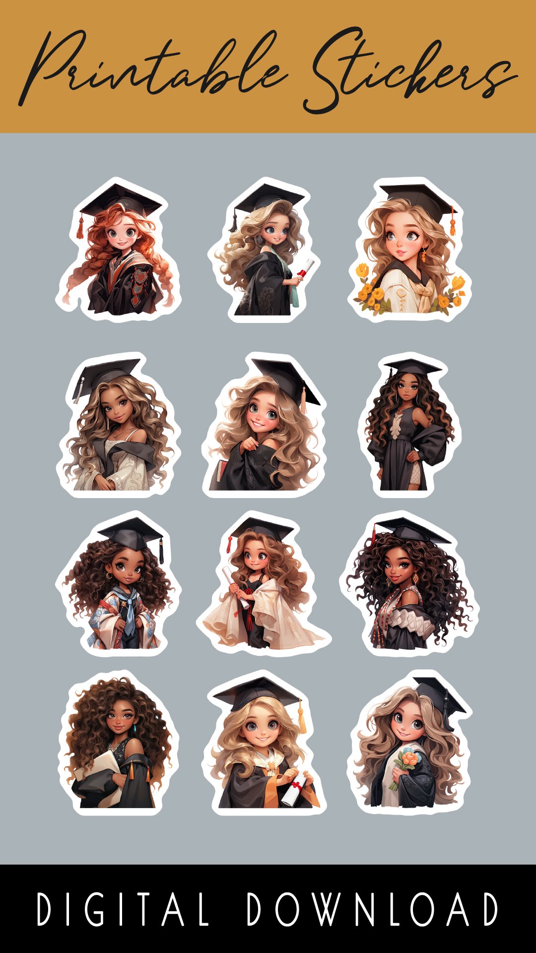 Graduation Girl Stickers PNG, Graduation Sticker (3562070)
