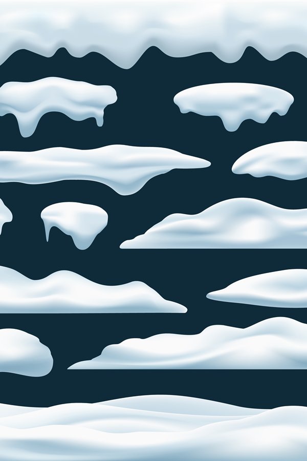 Snow caps and roof icing