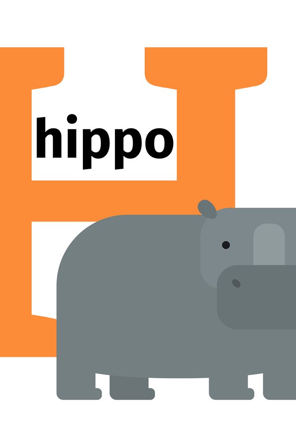English animals zoo alphabet letter H