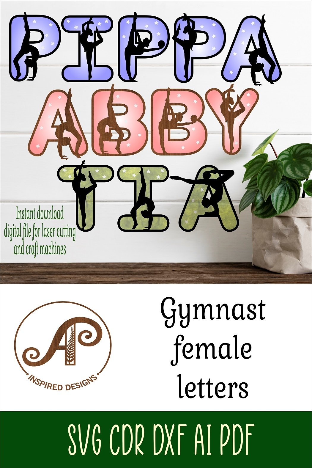 Gymnast female silhouette letters alphabet set. 49