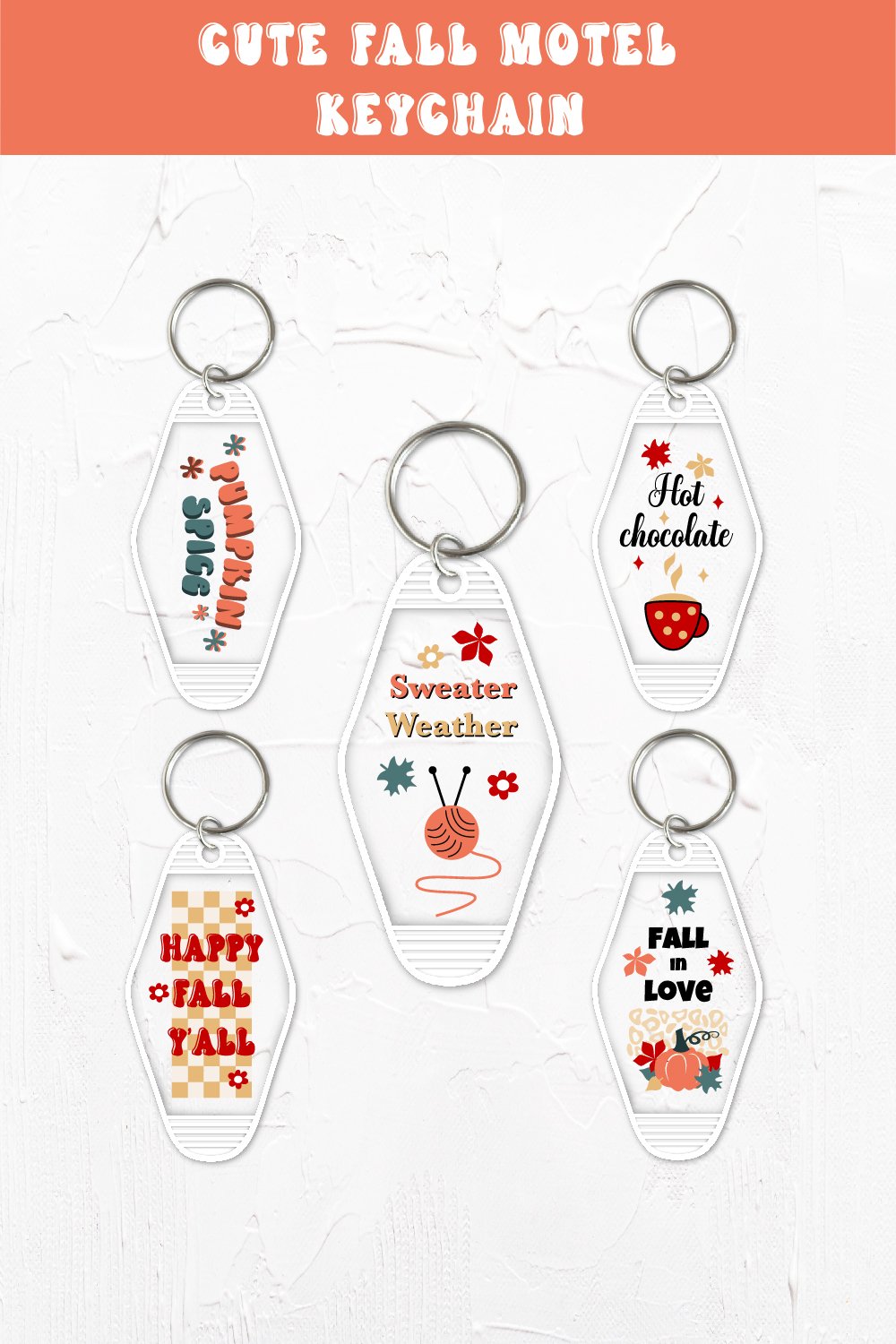 Cute Fall Keychain SVG. Autumn Motel Keychain SVG, PNG