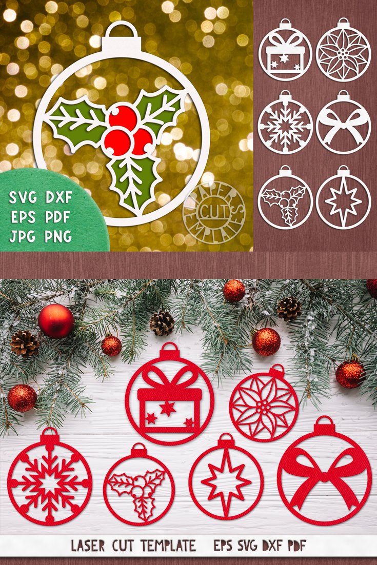 SVG Set of christmas balls for Cricut, laser cutting, diy.
