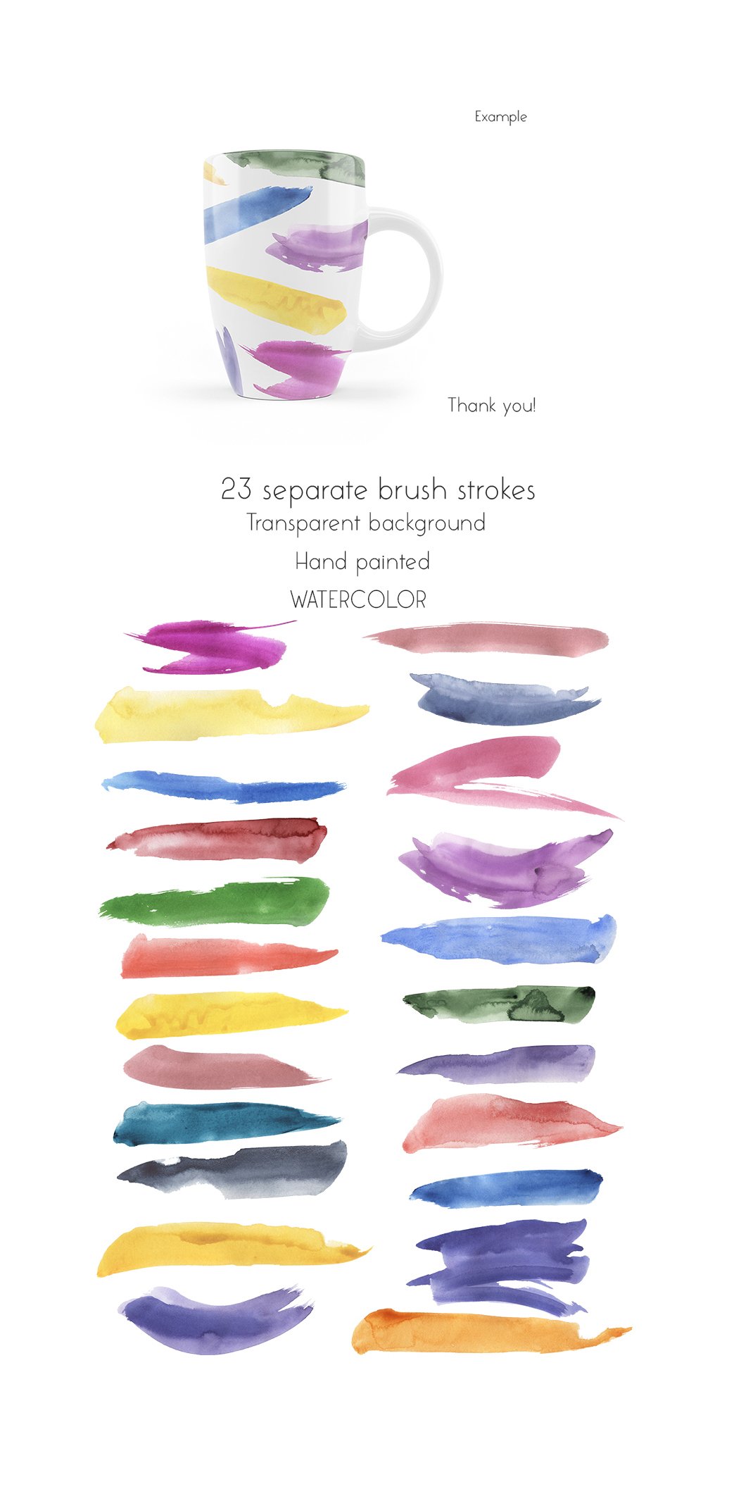 Watercolor Brush strokes clipart set