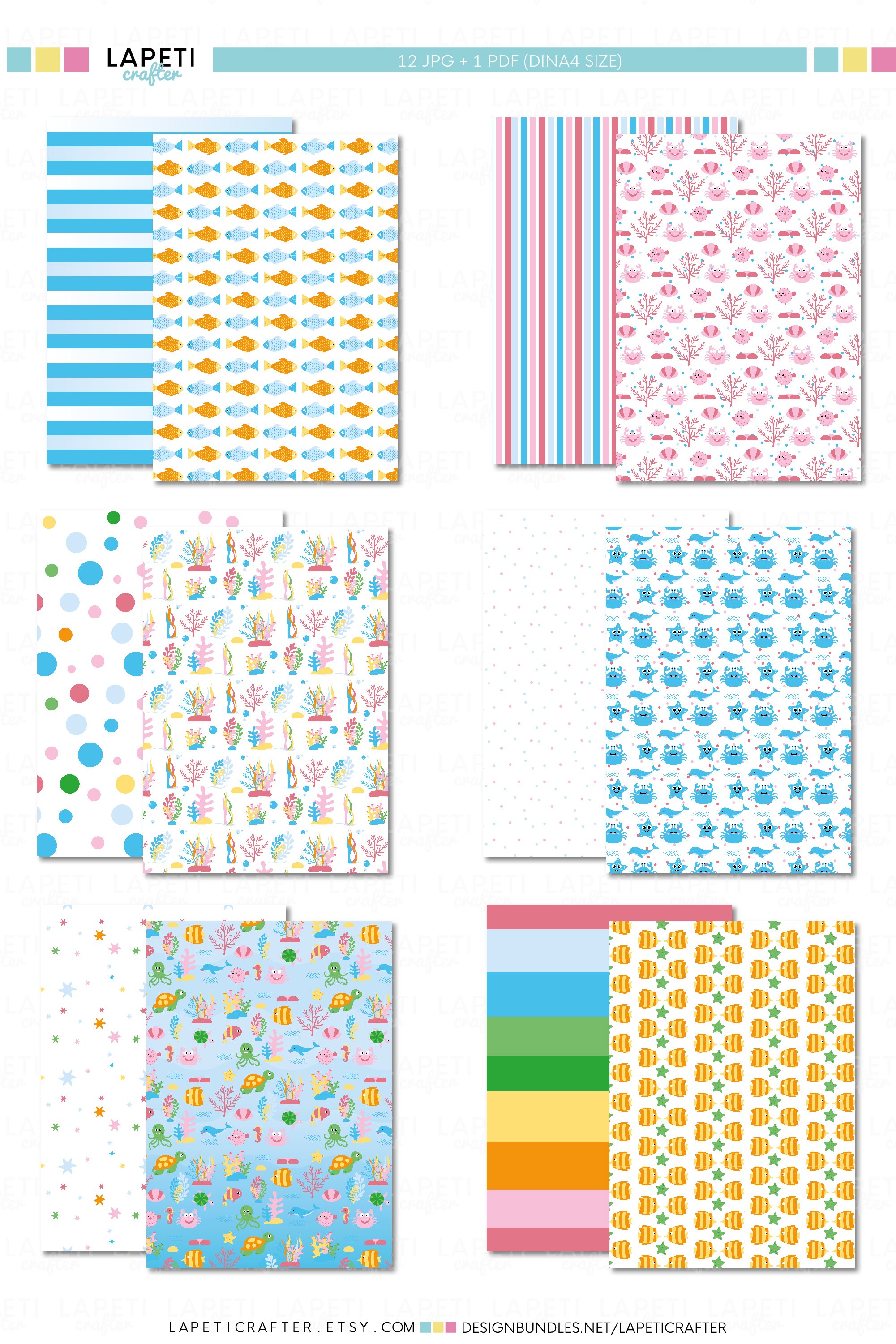 DinA4 Sea Animals Digital Paper For Children