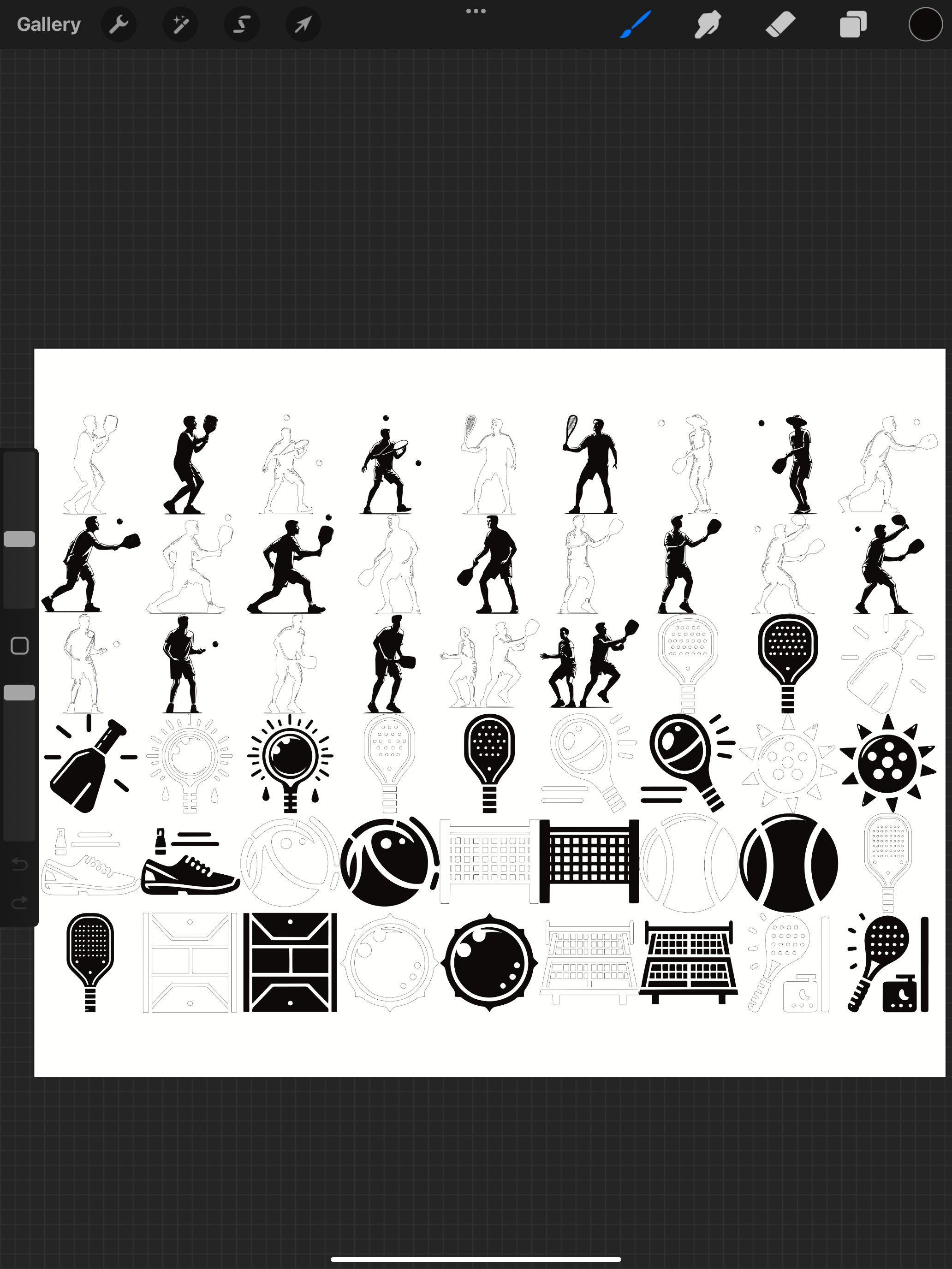 Pickleball Pose Silhouettes Set 1 Procreate Brush Stamps, 54