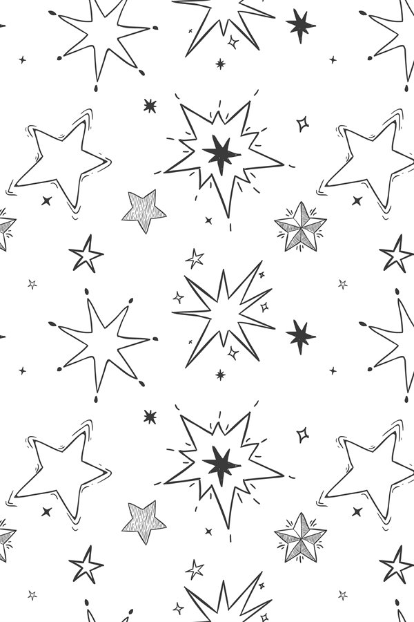 Seamless hand drawn stars pattern. Doodle star, sketch night