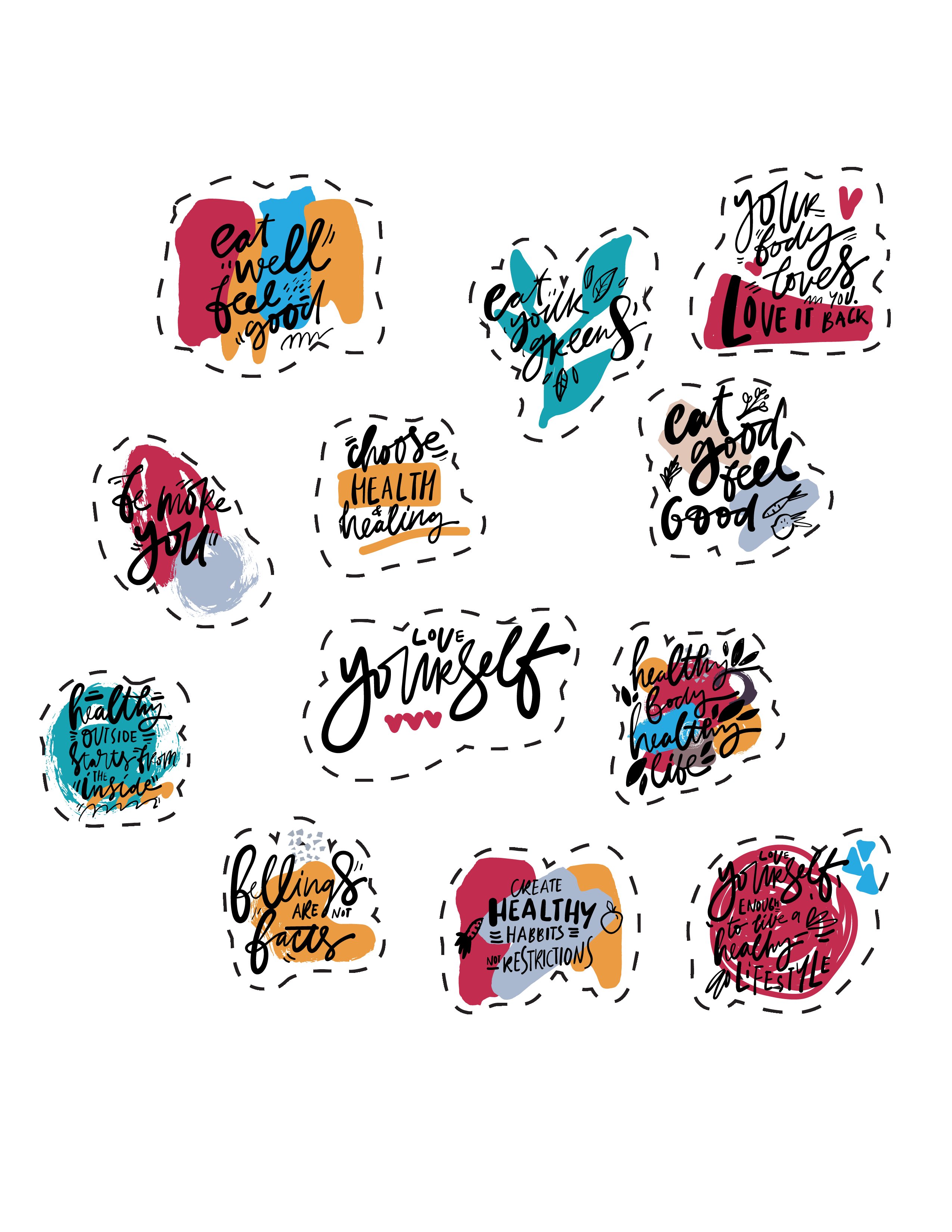 Food quotes stickers bundle