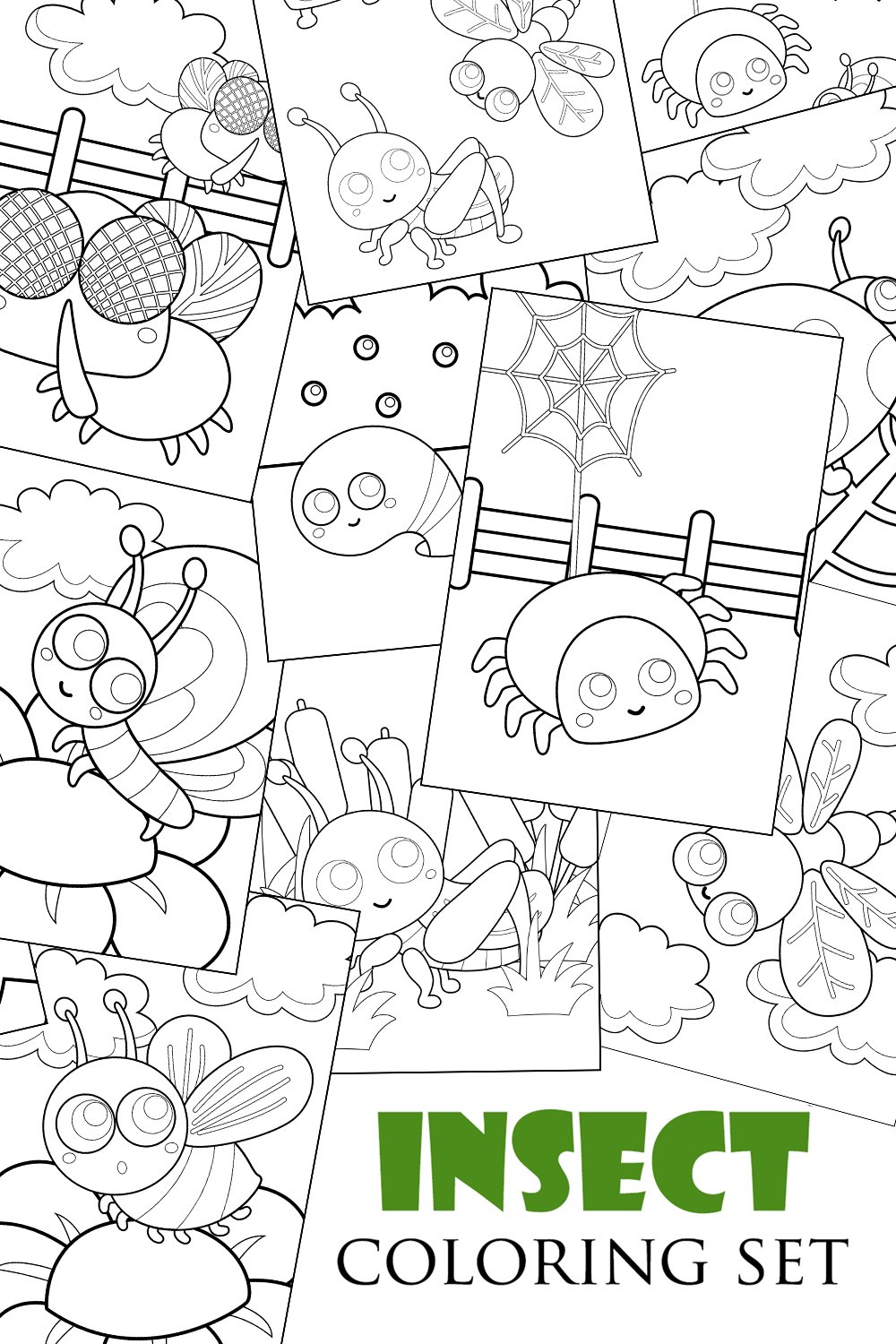 Insects Animals Nature Snail Dragonfly Spider Coloring Set