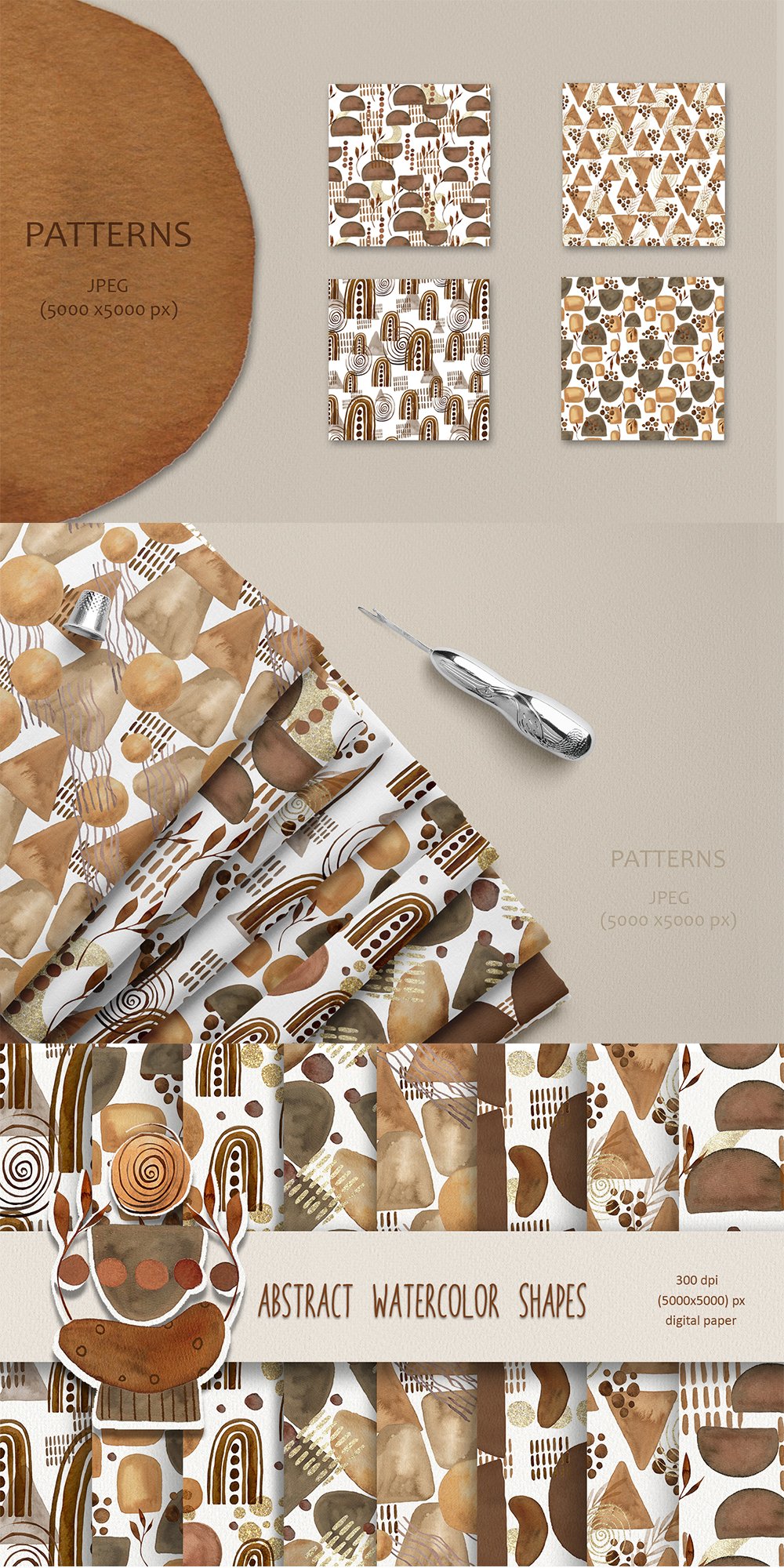 Watercolor Shapes Digital Paper