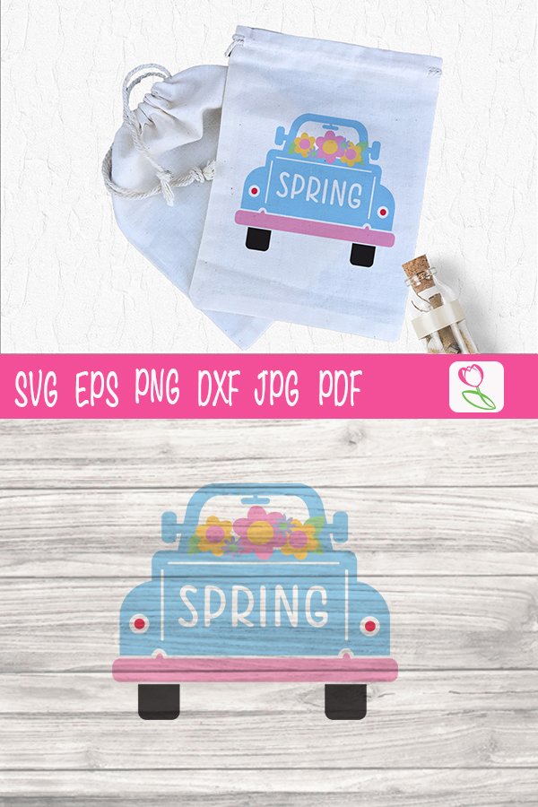 Spring Truck SVG| Vintage Truck with Flower Bouquet Cut File