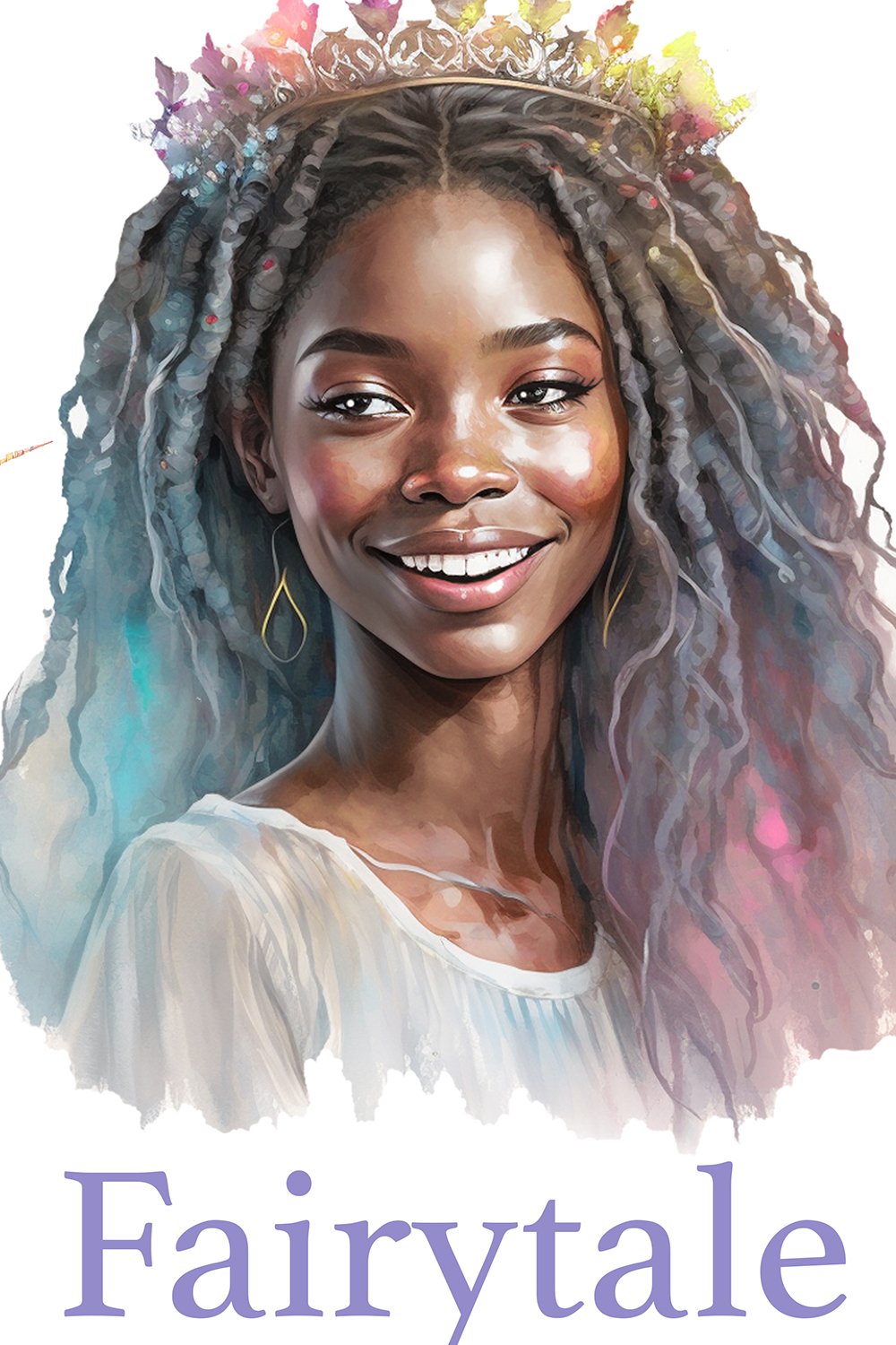 Pastel Black Princess Watercolor | Fantasy Clipart Bundle