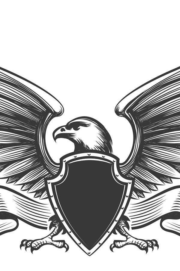 Engraving eagle emblem