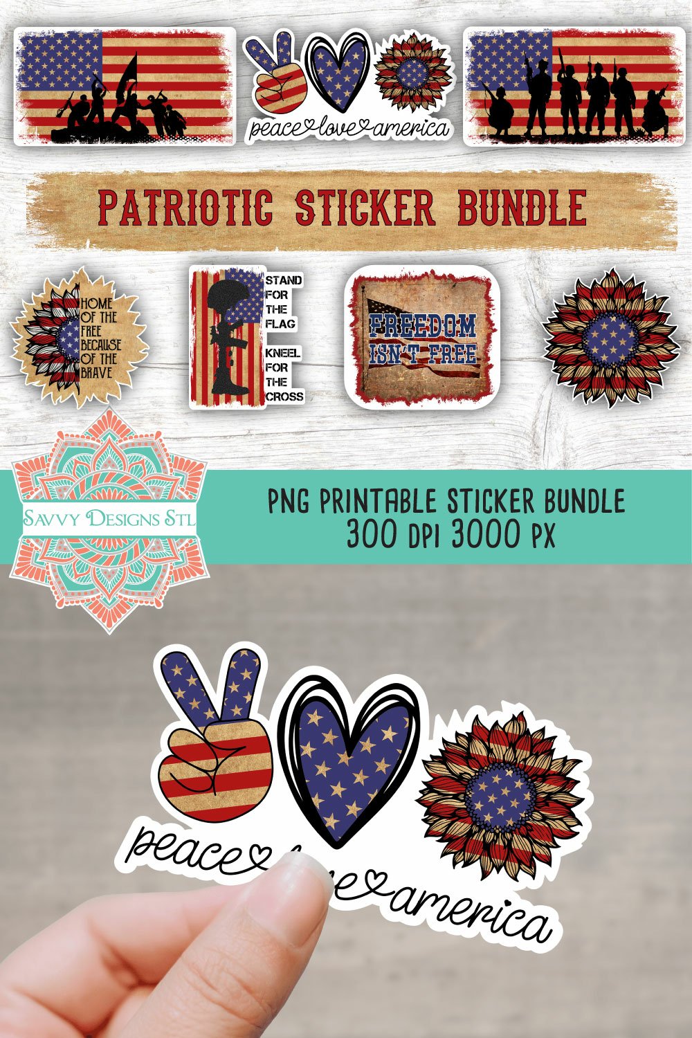 Patriotic American Flag Sticker Bundle