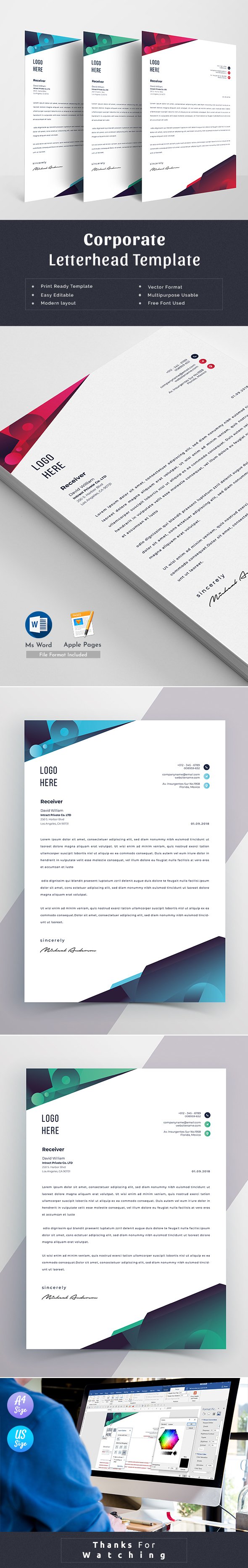 Modern Letterhead Pad Template With Word Apple Pages Format