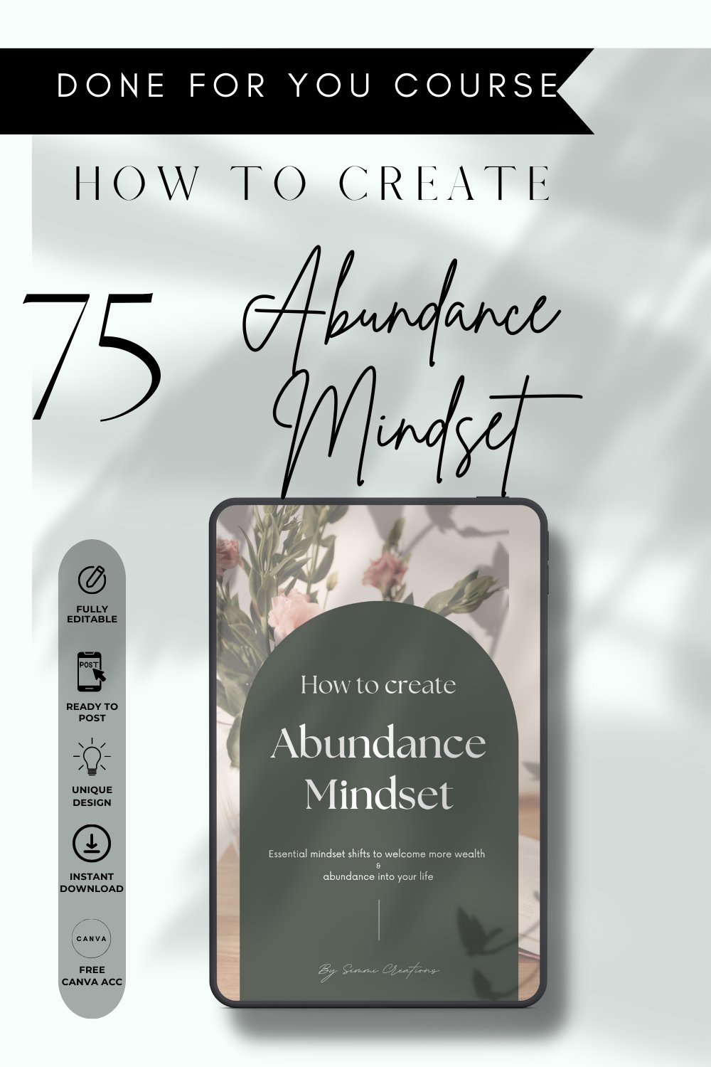 Done For You Create Abundance Mindset Brandable Workbook