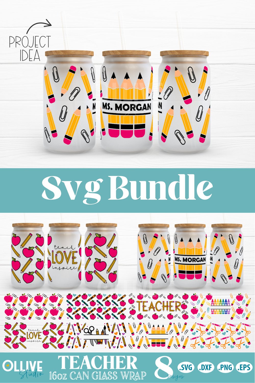 Teacher School 16oz Can Glass SVG Bundle (2605313)