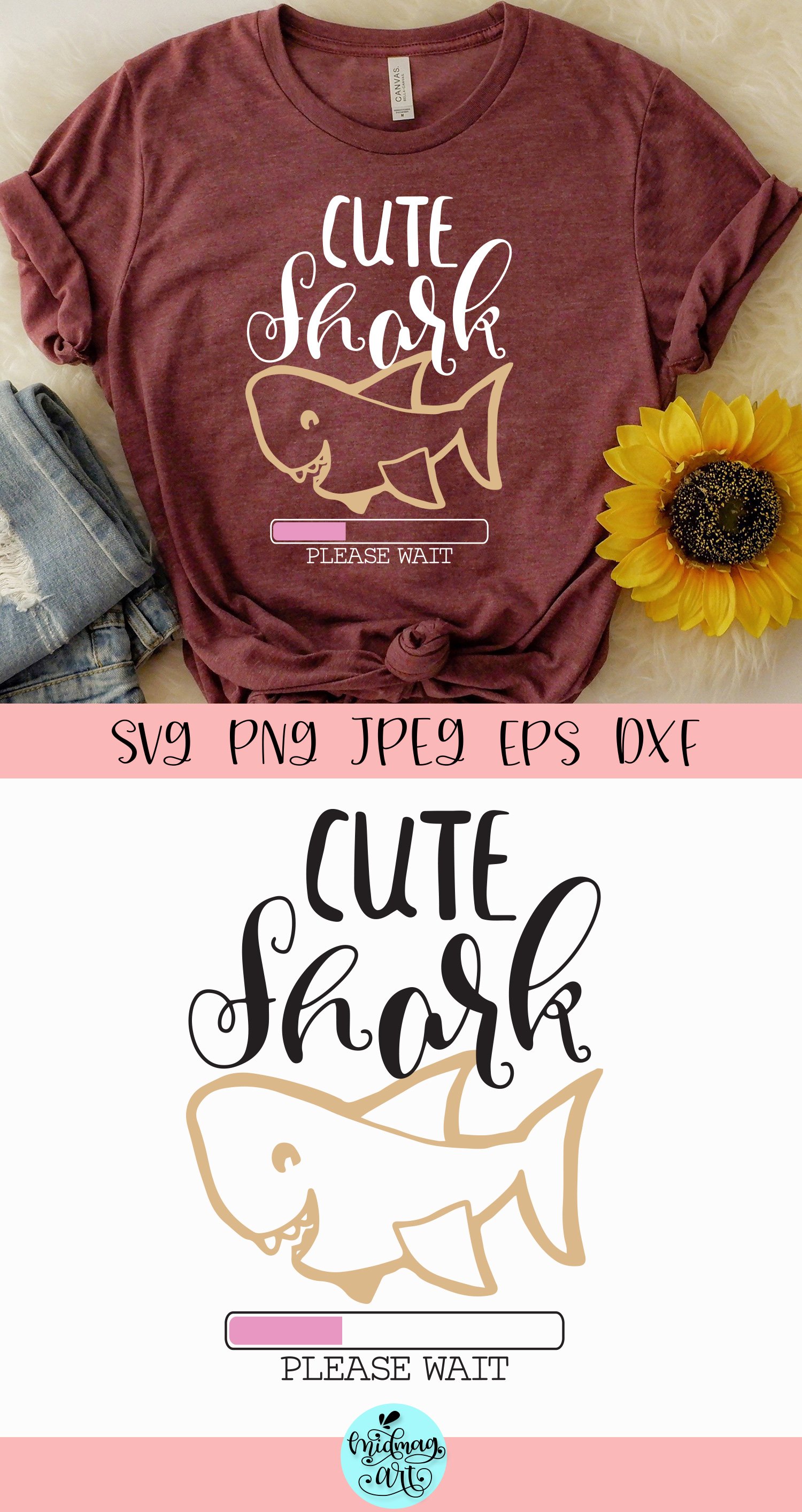 Cute shark loading please wait svg, pregnancy svg