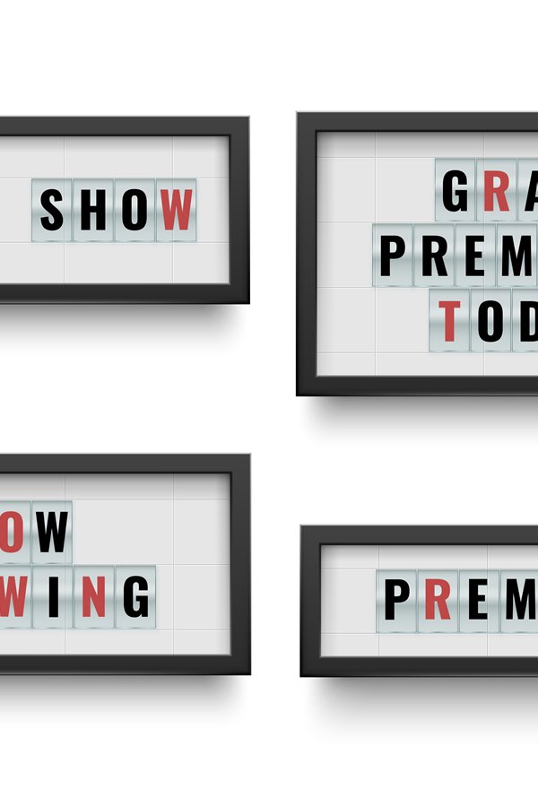 Retro lightbox sign. Announcing light box billboard for movi