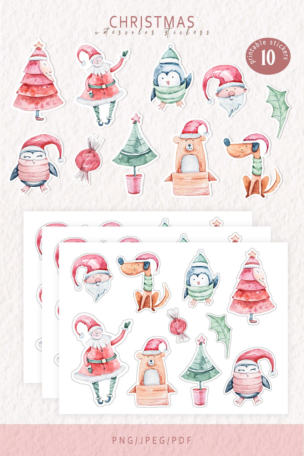 Christmas printable sticker sheet for Cricut and Silhouette