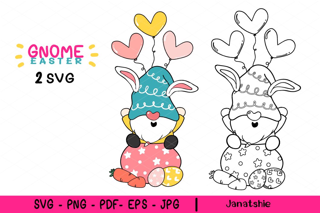 Cute Bunny Easter Gnome clipart, Gnome SVG (1181725)