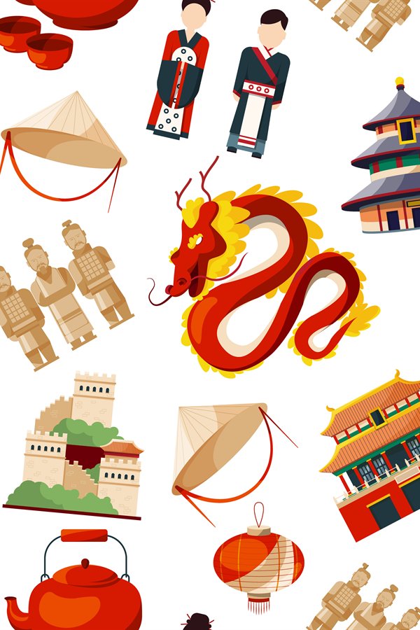 Seamless patterns with elements of traditional china culture