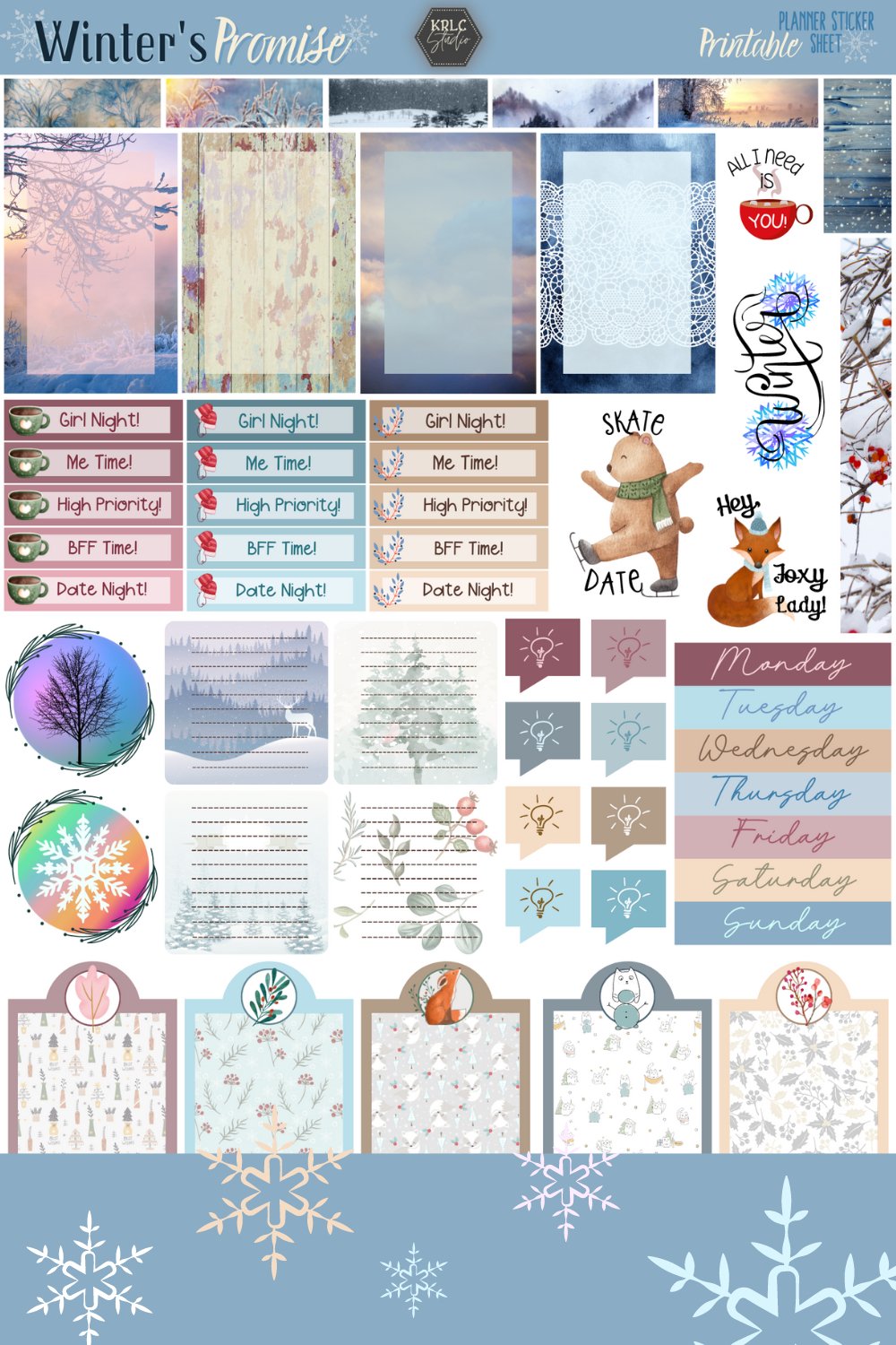 Winter’s Promise - 3 Printable Planner Stickers