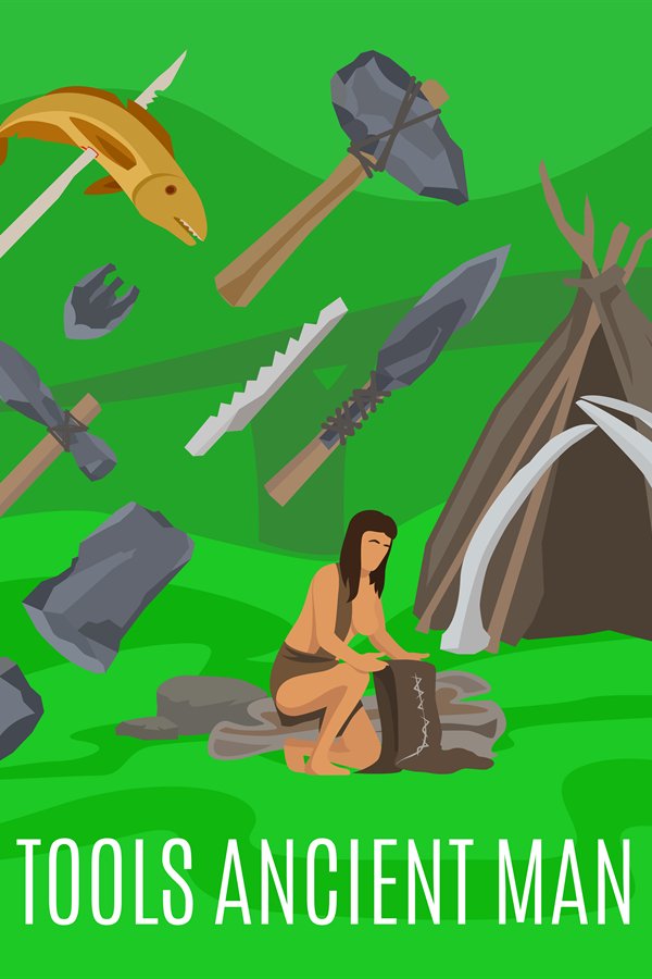 Ancient prehistoric concept with primitive tools