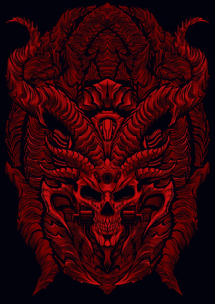 Demon Skull Vector illustration design template