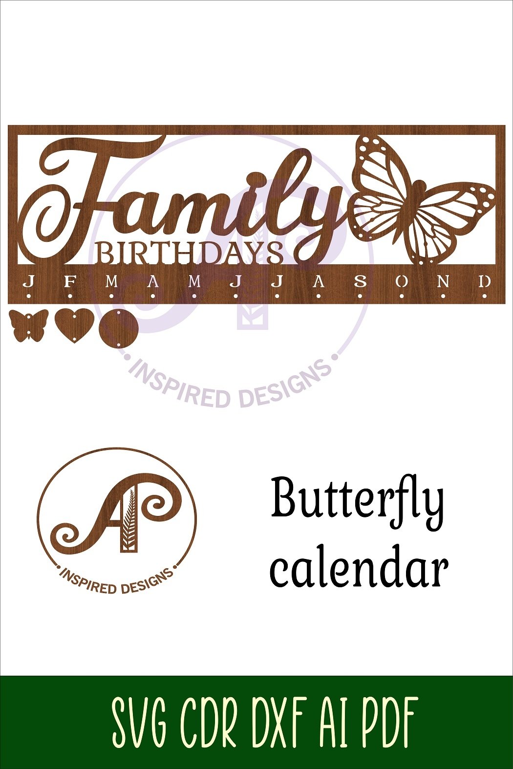 Butterfly birthday Calendar SVG laser cut file