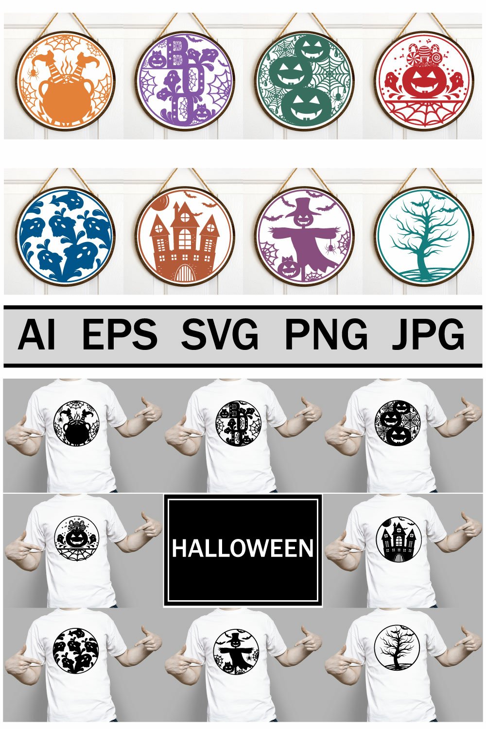 Halloween, round sign, svg monogram, file cutting (2186413)