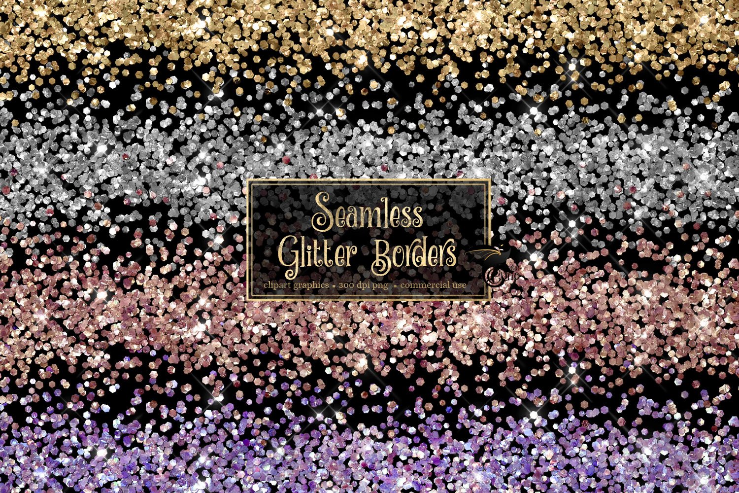 Seamless Glitter Borders Clipart
