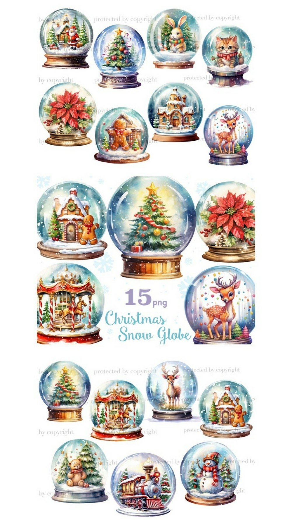 Christmas Snow Globe PNG | Christmas Ball Clip Art Set