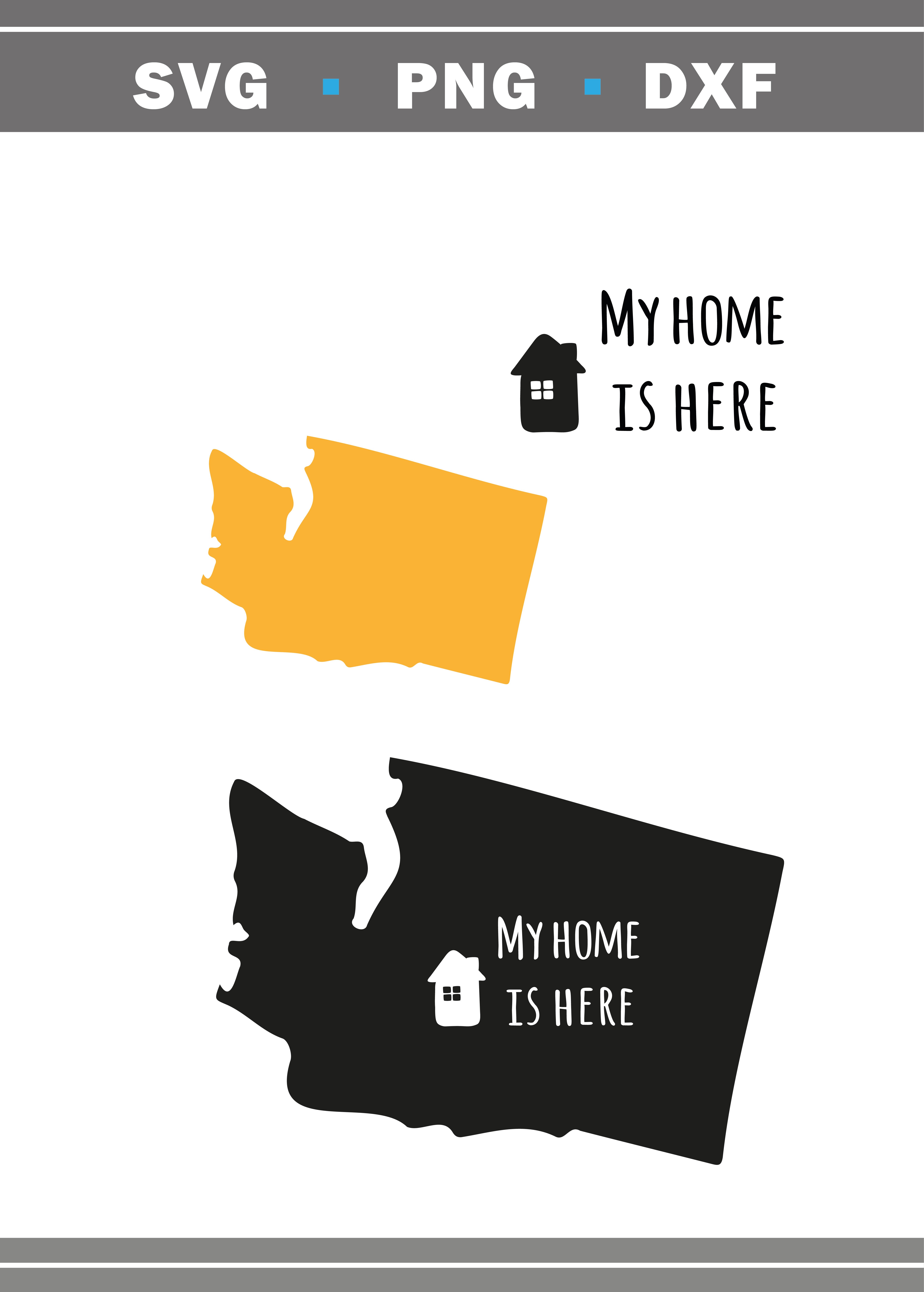 WASHINGTON state map SVG, My home is here sign on state