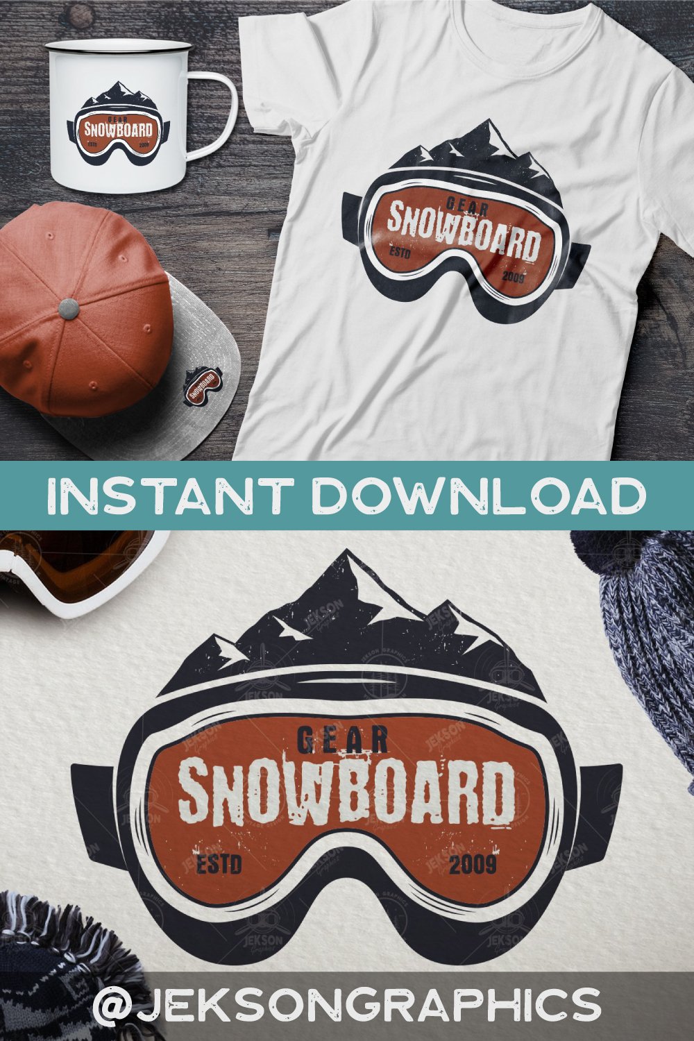 Retro Snowboarding Logo / Winter Activity Badge (199356)